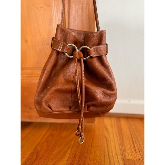 Fossil | Bags | Fossil Purse Camel Brown Pebbled Leather Drawstring ...